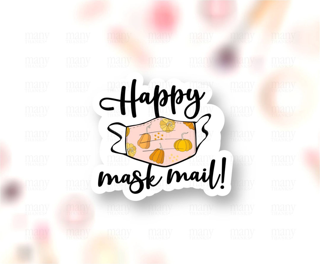 Happy Mask Mail Sticker PNG Fall Pumpkins Face Mask Small - Etsy