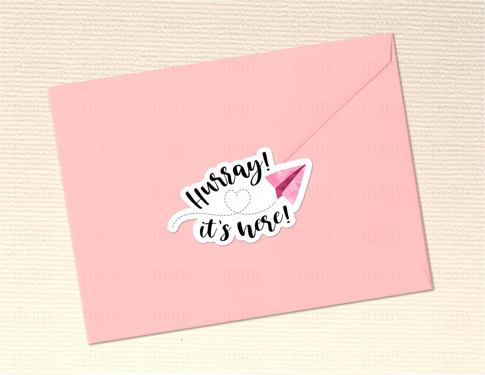 Hurray It's Here Sticker PNG Pink Paper Airplane for | Etsy