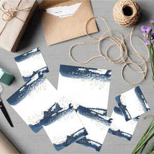 Blank Labels Circle + Square, Navy Blue Paint Gold Splatter for DIY ...