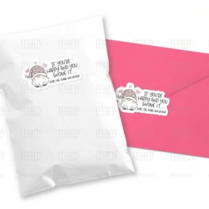 Snap Tag Share Review Sticker PNG, Cute Gnome Pun Thank You Label, Pink ...