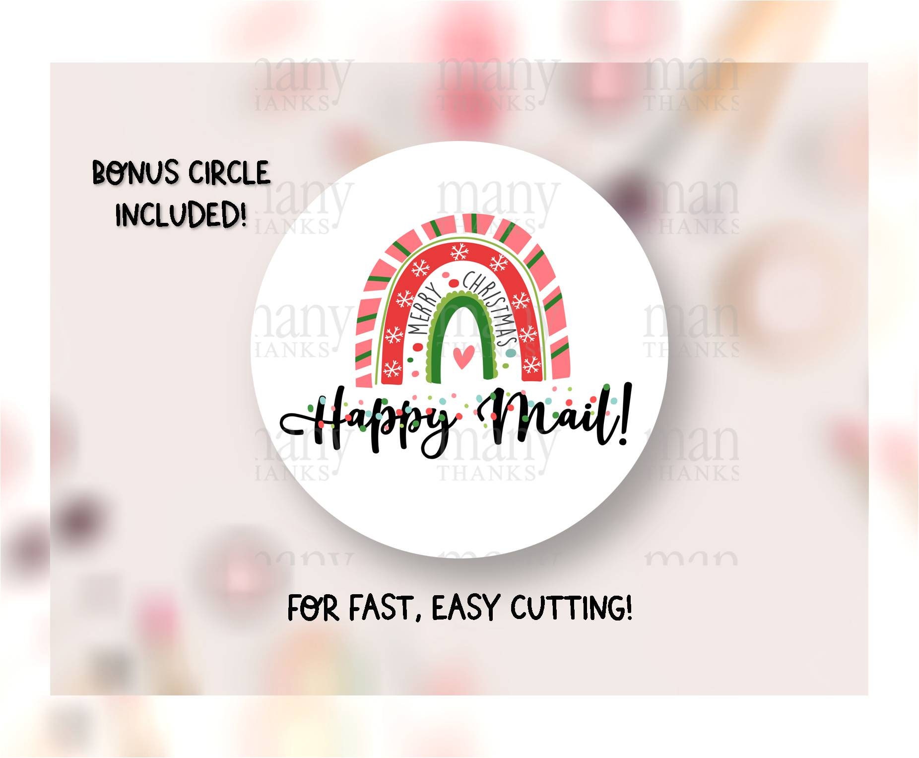Merry Christmas Happy Mail PNG Boho Christmas Rainbow Labels - Etsy