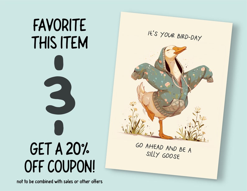 Silly Goose Printable Greeting Card, Funny Happy Birthday Bird Pun ...