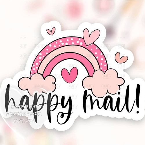 Happy Mail Sticker PNG Envelope Hearts Small Business Labels - Etsy