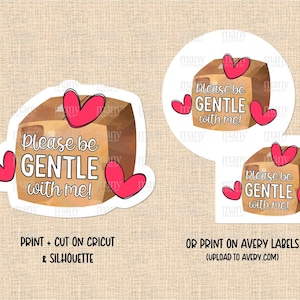 Be Gentle Sticker PNG, Fragile Package Envelope Seals, Handle With Care ...