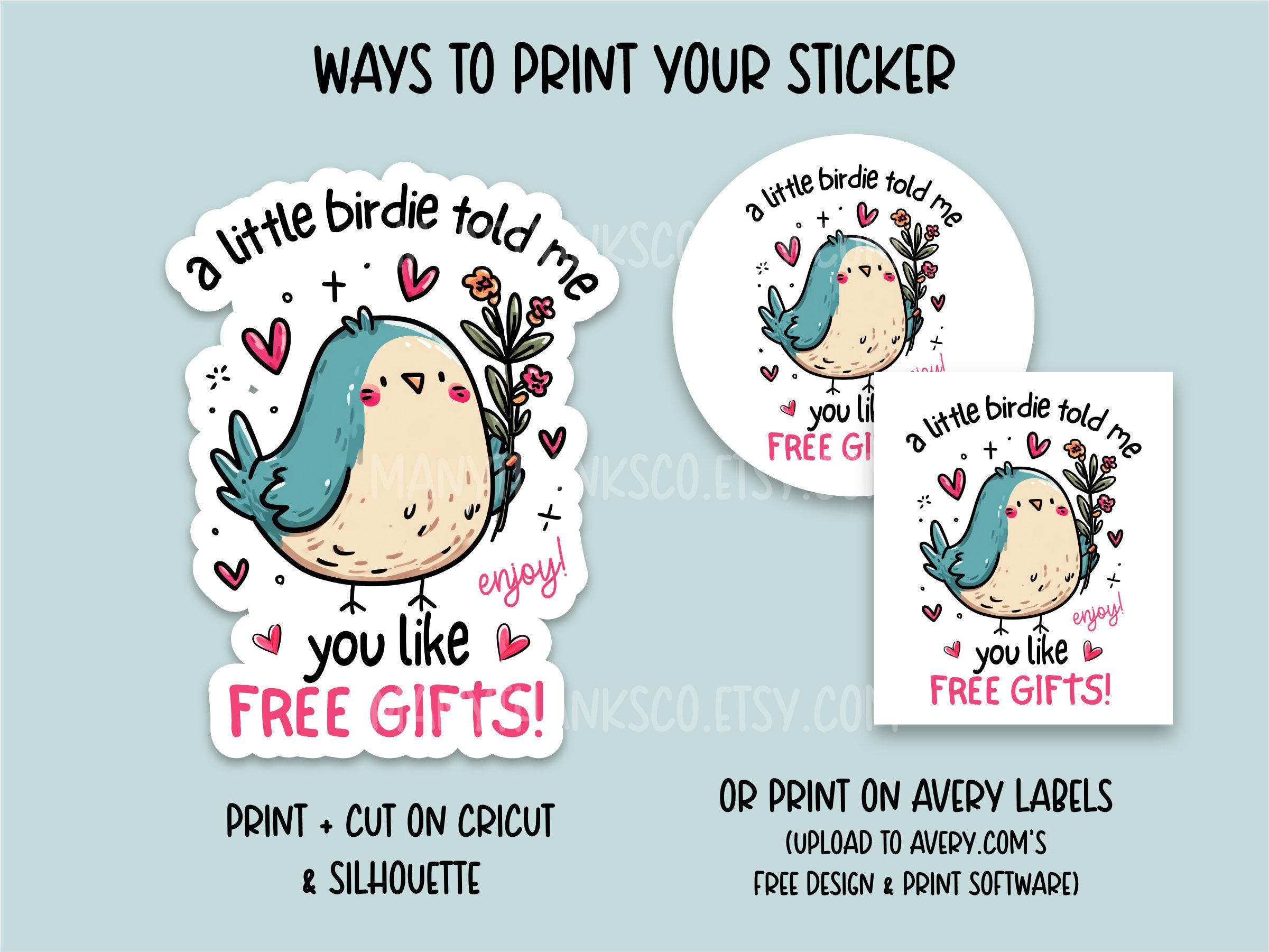 Free Gift Printable Sticker PNG, Cute Cartoon Doodle Birdie Freebie ...