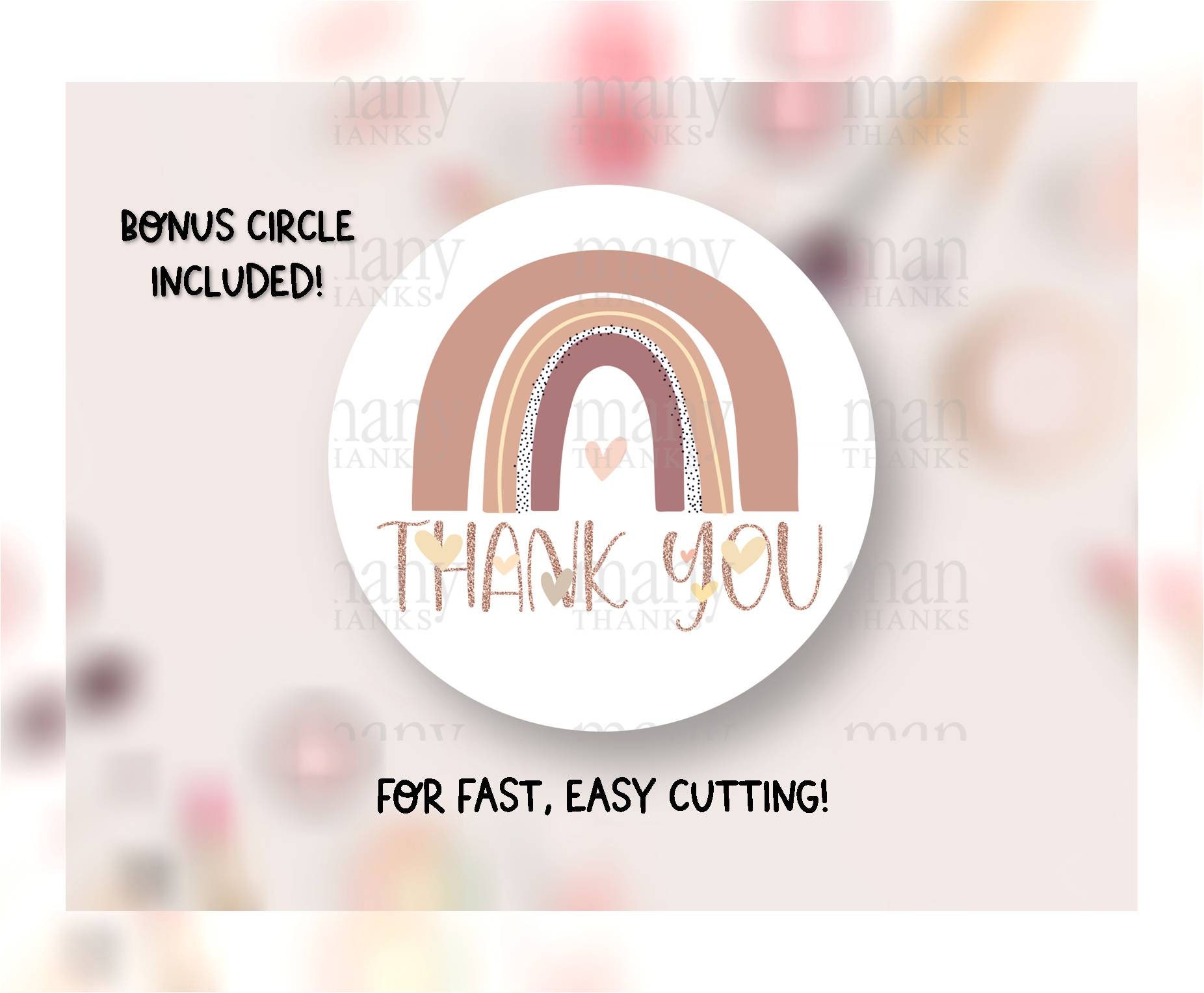 Thank You Sticker PNG Boho Rainbow Hearts Small Business | Etsy