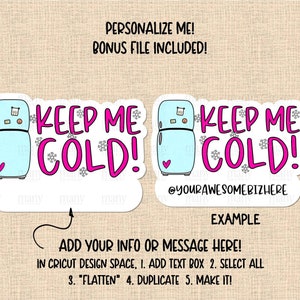 Keep Me Cold Sticker Download, Cute Refrigerator Small Business Label ...