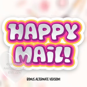 Happy Mail Sticker PNG, Retro Script Small Business Thank You Labels ...
