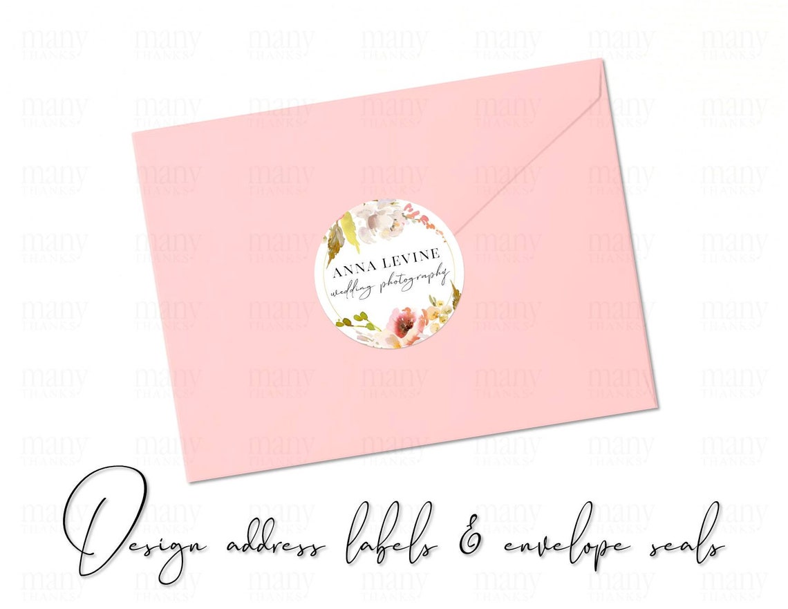 Blank Labels Pink Watercolor Flowers Circle Square for - Etsy
