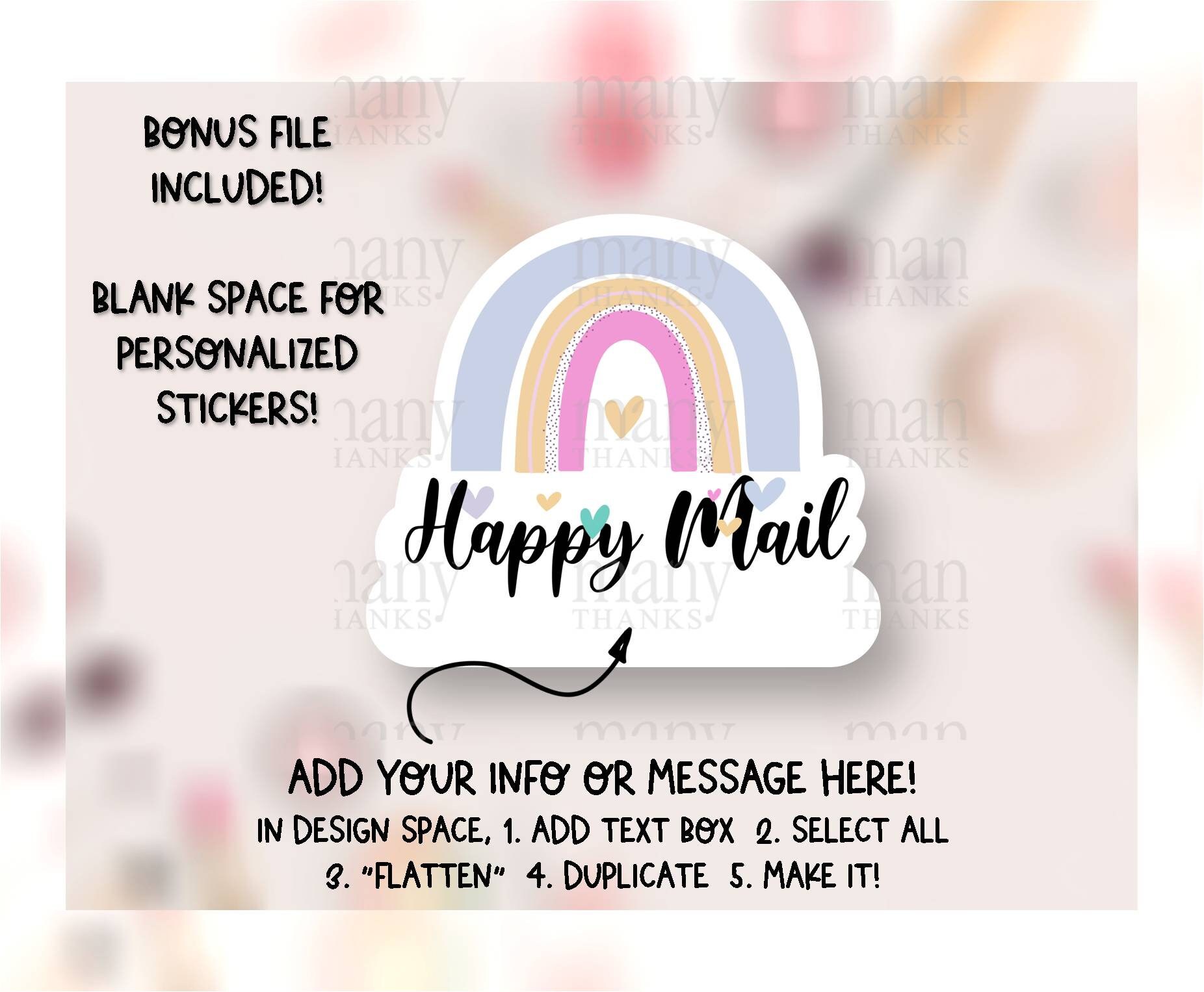 Rainbow Hearts Happy Mail Sticker Pink Purple Drawing - Etsy