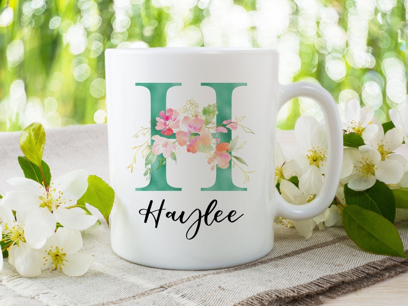 Teal Florals Alphabet Numbers Set, Pink Gold Watercolor Flowers ...