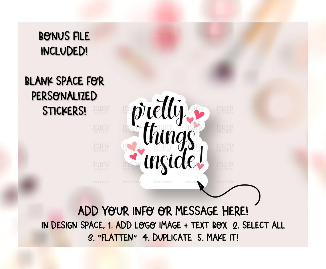 Pretty Things Inside Sticker PNG, Small Business Shop Labels, Pink ...