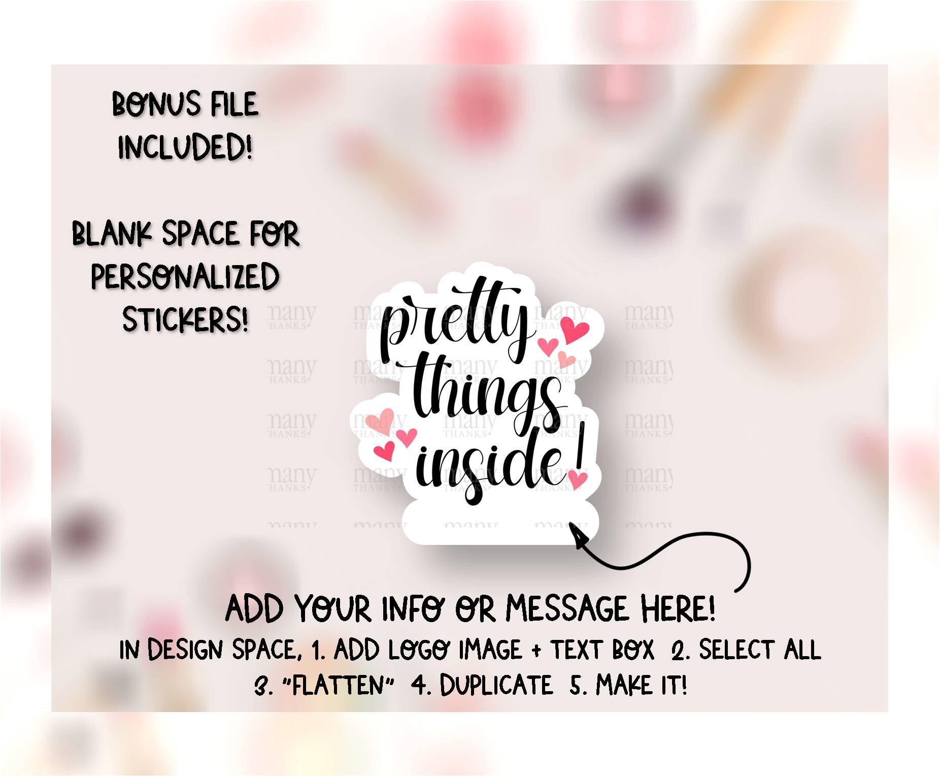 Pretty Things Inside Sticker PNG Small Business Shop Labels | Etsy