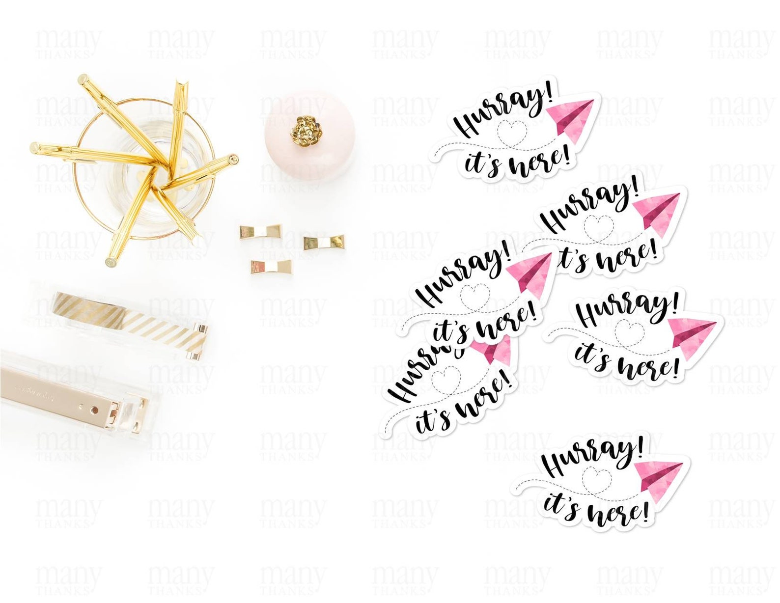 Hurray It's Here Sticker PNG Pink Paper Airplane for - Etsy