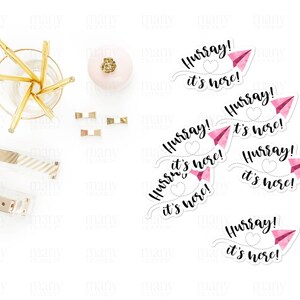 Hurray! It's Here Sticker PNG, Pink Paper Airplane for Small Business ...