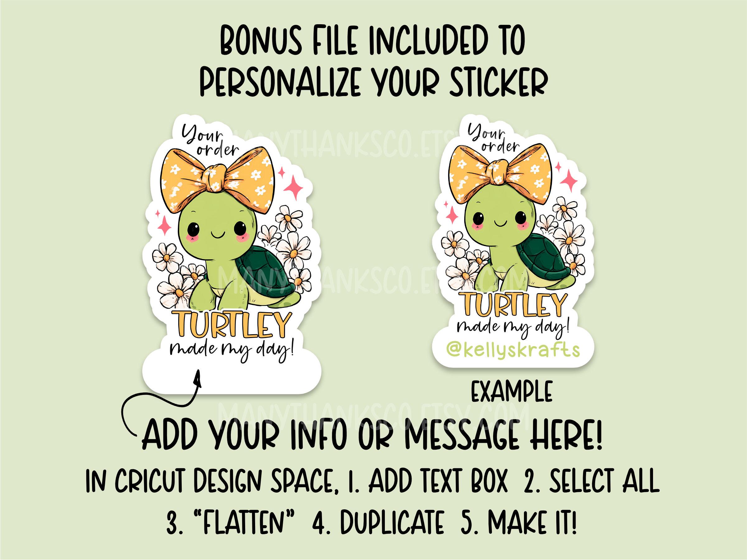 Turtle Pun Printable Sticker PNG, Cute Cartoon Tortoise Small Business ...