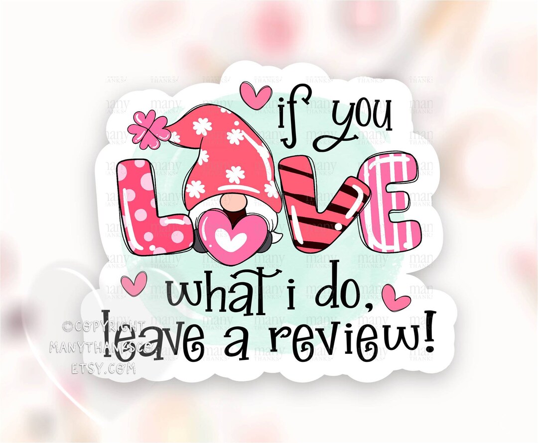 Leave a Review Sticker PNG, Small Business Valentines Day Label, Pink ...