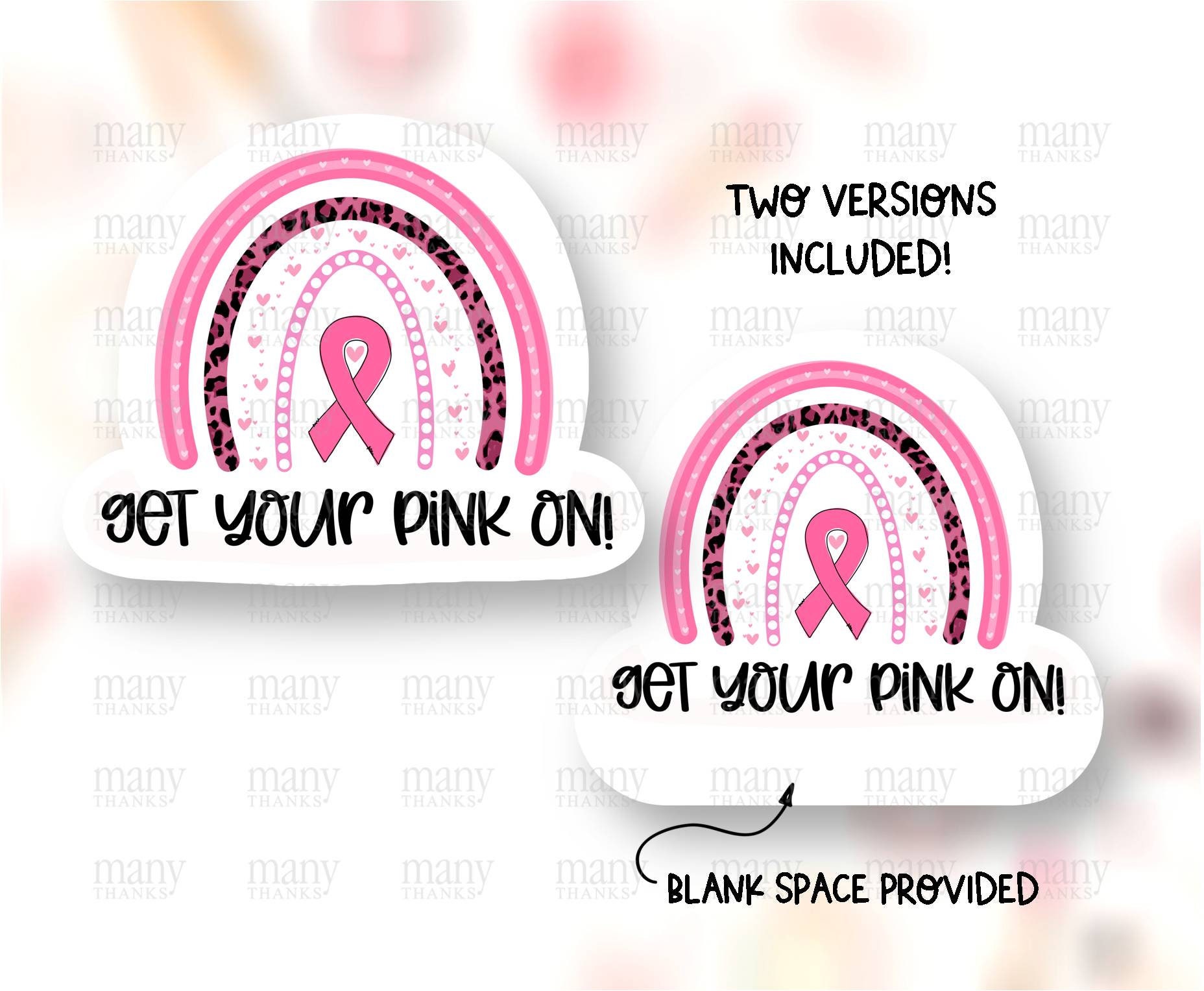 Get Your Pink On Sticker PNG Pink Ribbon Rainbow Breast | Etsy