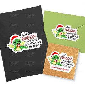 Open Me Already Sticker Download PNG, Christmas Dragon Pun Shop Labels ...