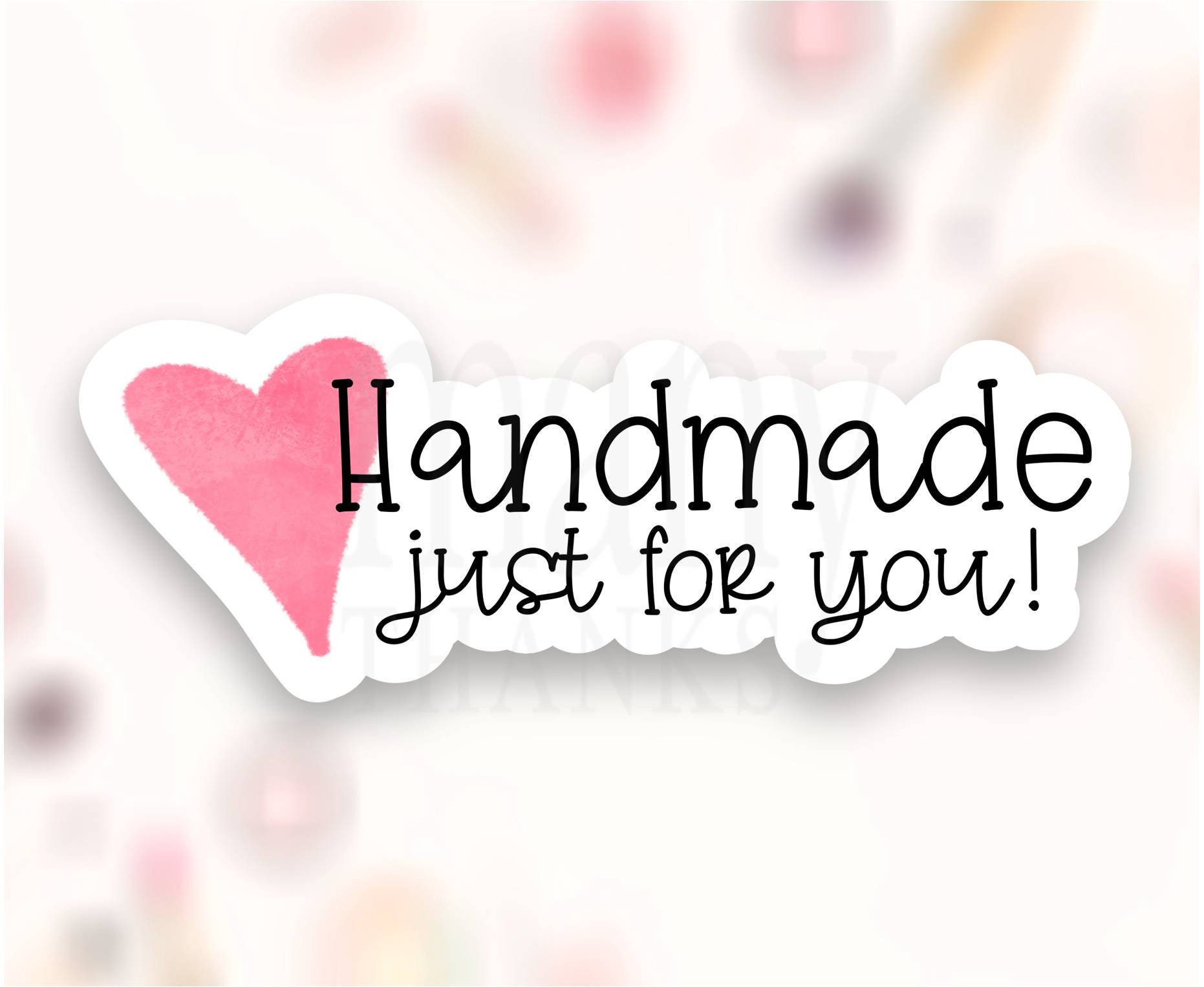 Handmade Just for You Sticker PNG Pink Heart Small Business - Etsy