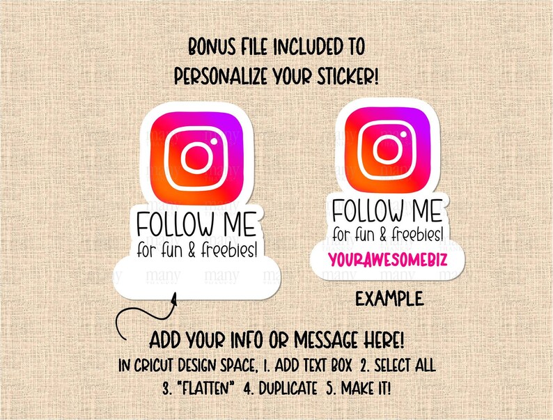 Follow Me Instagram Sticker PNG Personalized Social Media - Etsy
