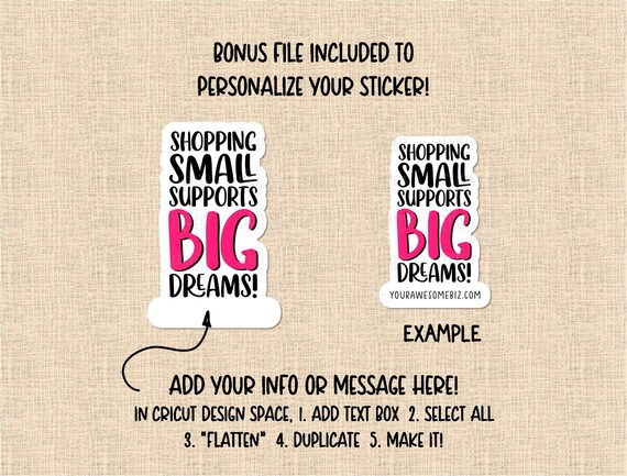 Small Business Printable Supporting a Dream© PNG Digital Sticker Small ...
