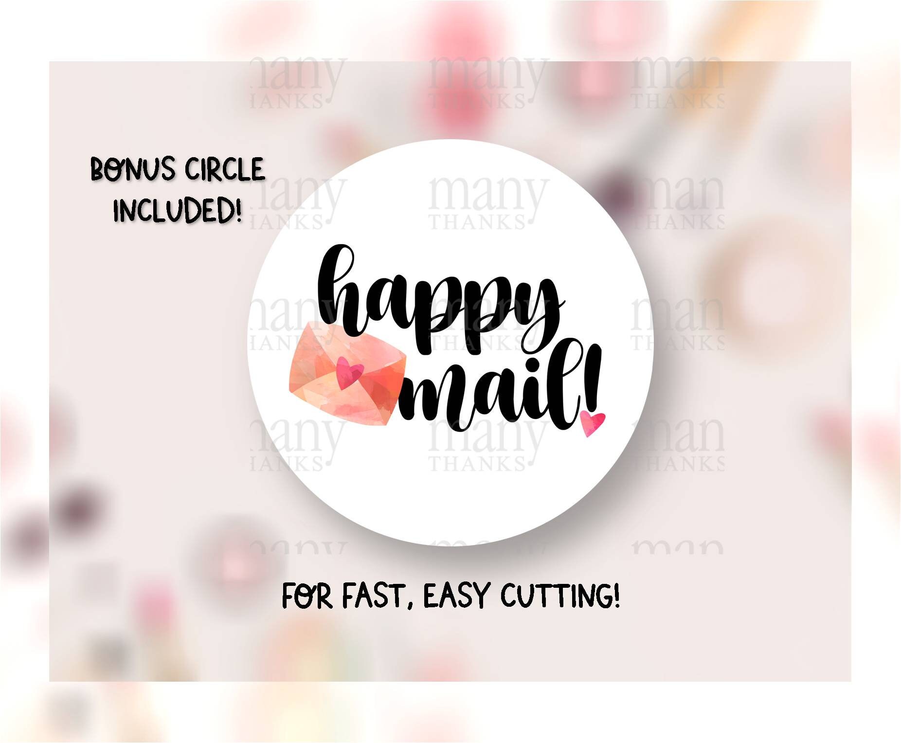 Happy Mail Sticker PNG Hearts Envelope Small Business Labels | Etsy