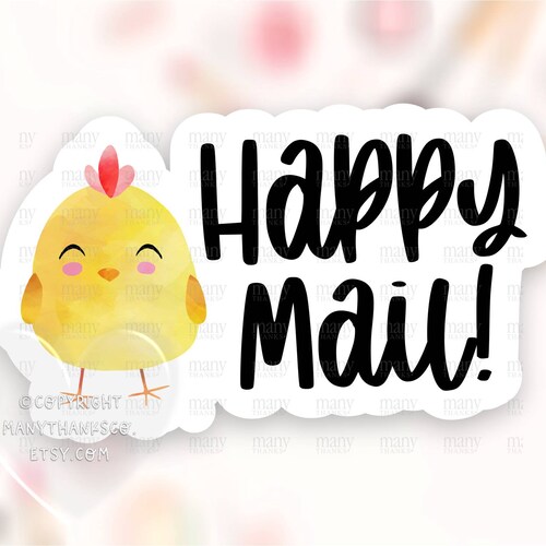 Happy Mail Sticker PNG Envelope Hearts Small Business Labels | Etsy
