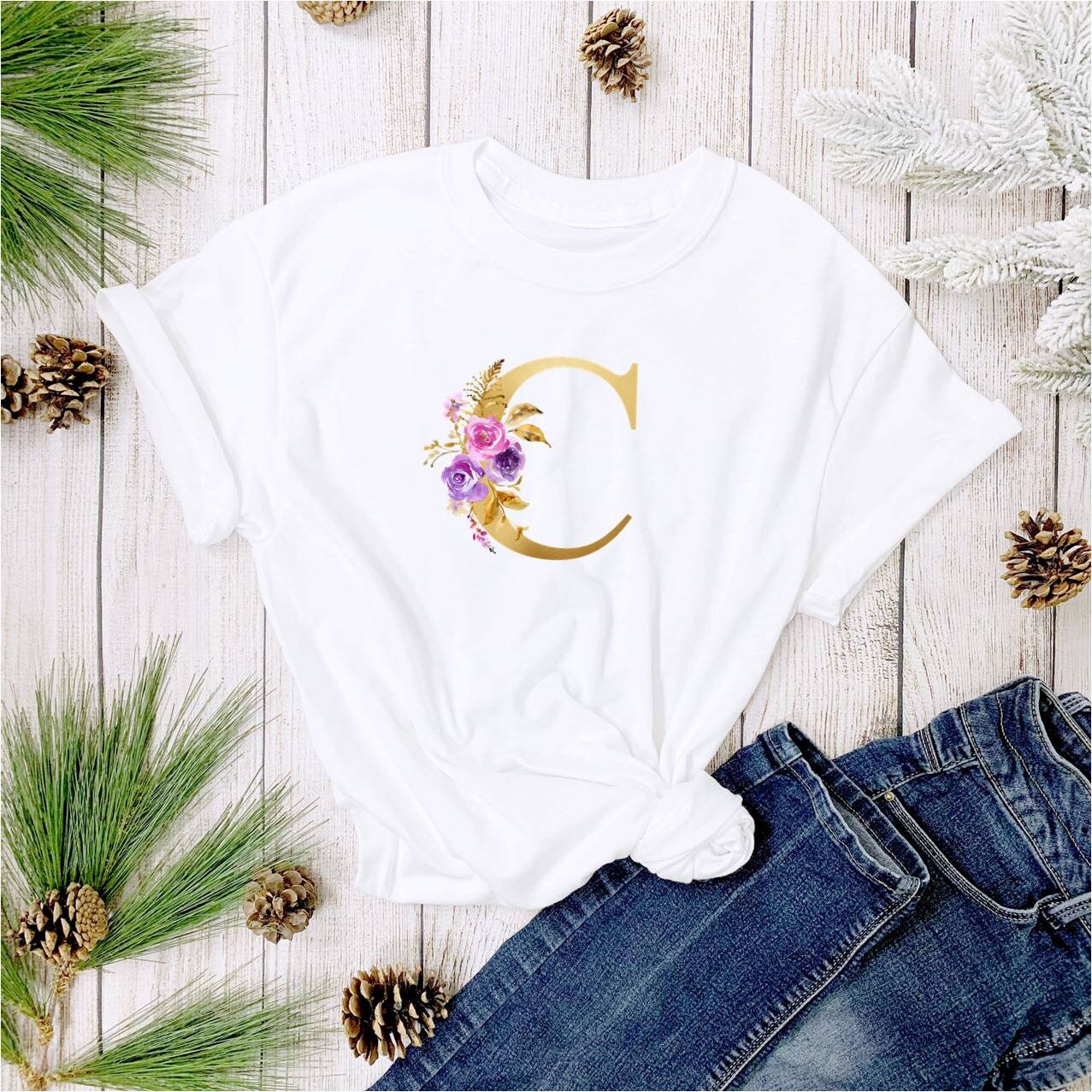 Gold Floral Alphabet Numbers Set Purple Watercolor Flowers - Etsy