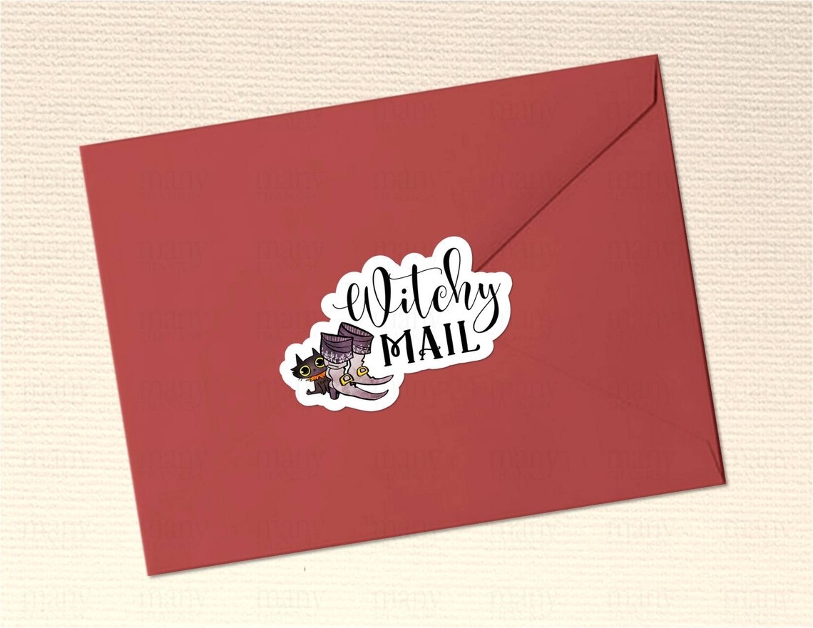 Witchy Mail PNG Black Cat Gift Envelope Seals Halloween | Etsy