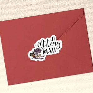 Witchy Mail PNG, Black Cat Gift Envelope Seals, Halloween Small ...