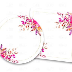 Blank Labels, Festive Pink Florals for DIY Round Thank You Stickers ...