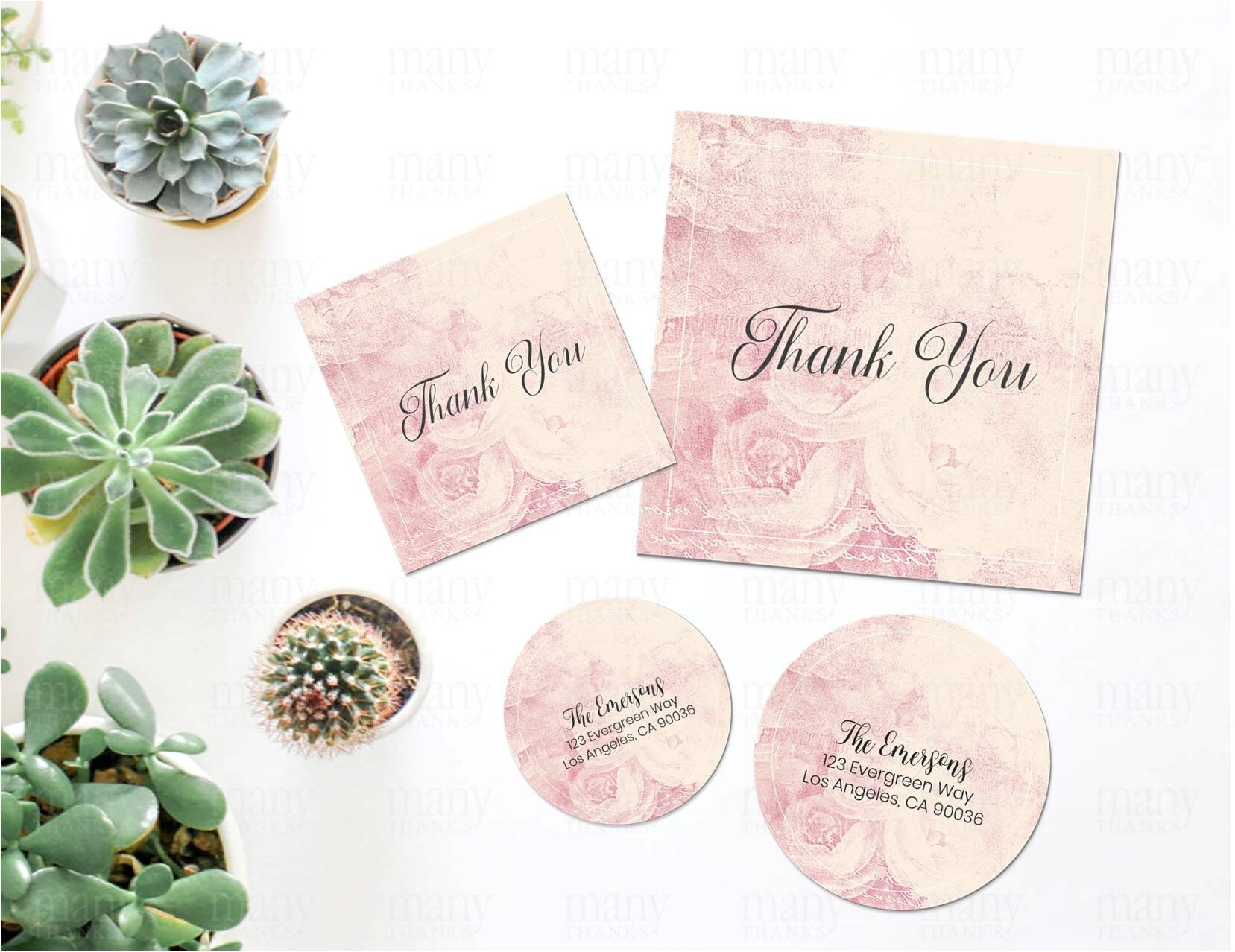 Blank Labels Vintage Pink Floral Paper Circle Square for - Etsy