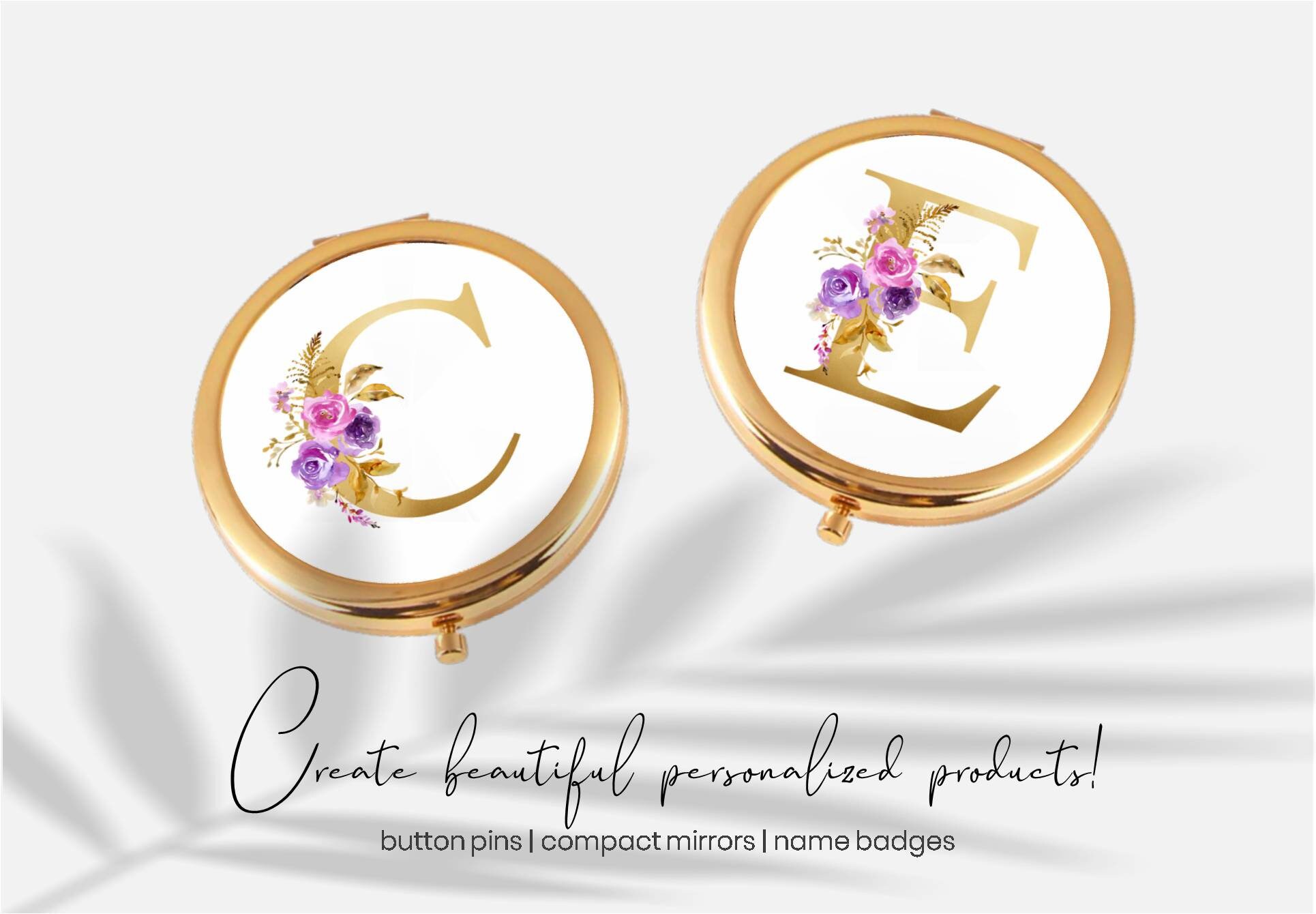 Gold Floral Alphabet Numbers Set, Purple Watercolor Flowers, Monogram ...