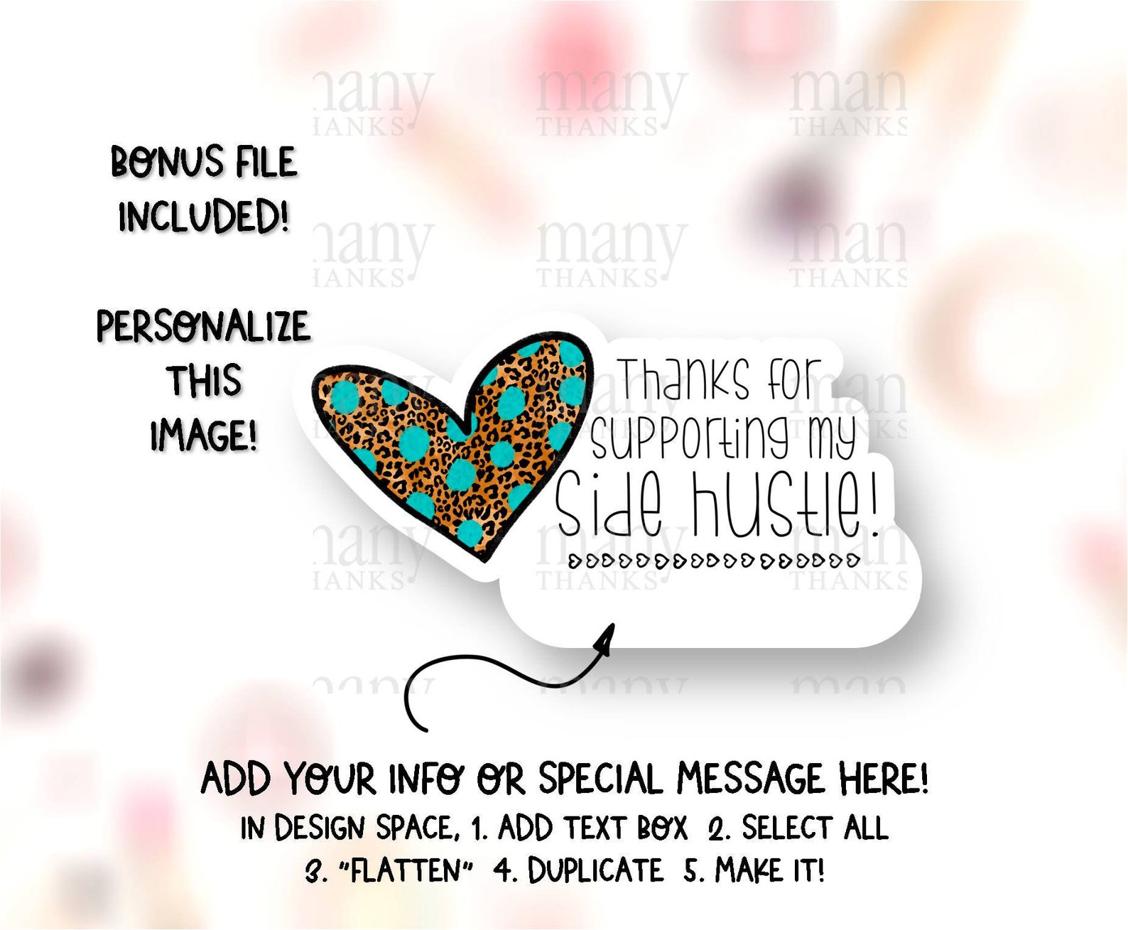 Thanks for Supporting My Side Hustle Sticker PNG Small - Etsy