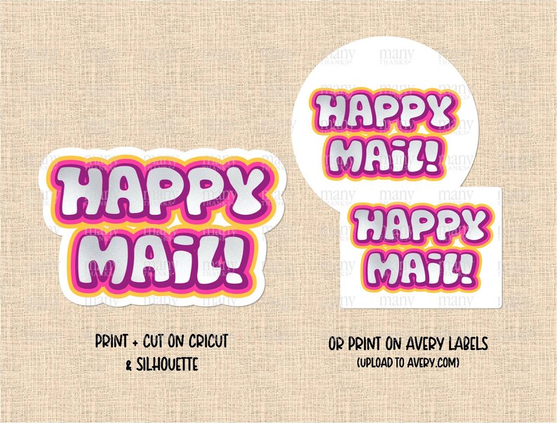 Happy Mail Sticker PNG Retro Script Small Business Thank You - Etsy