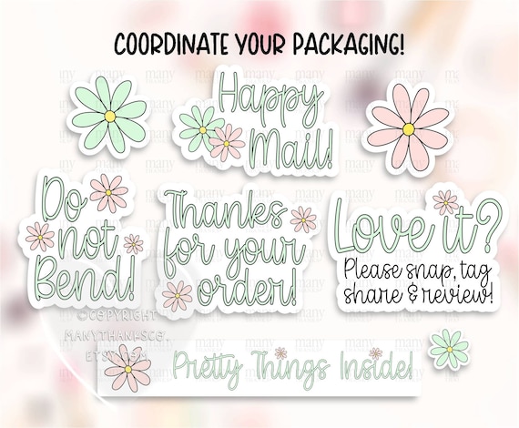 Happy Mail Sticker Set PNG Boho Floral Small Business Labels - Etsy