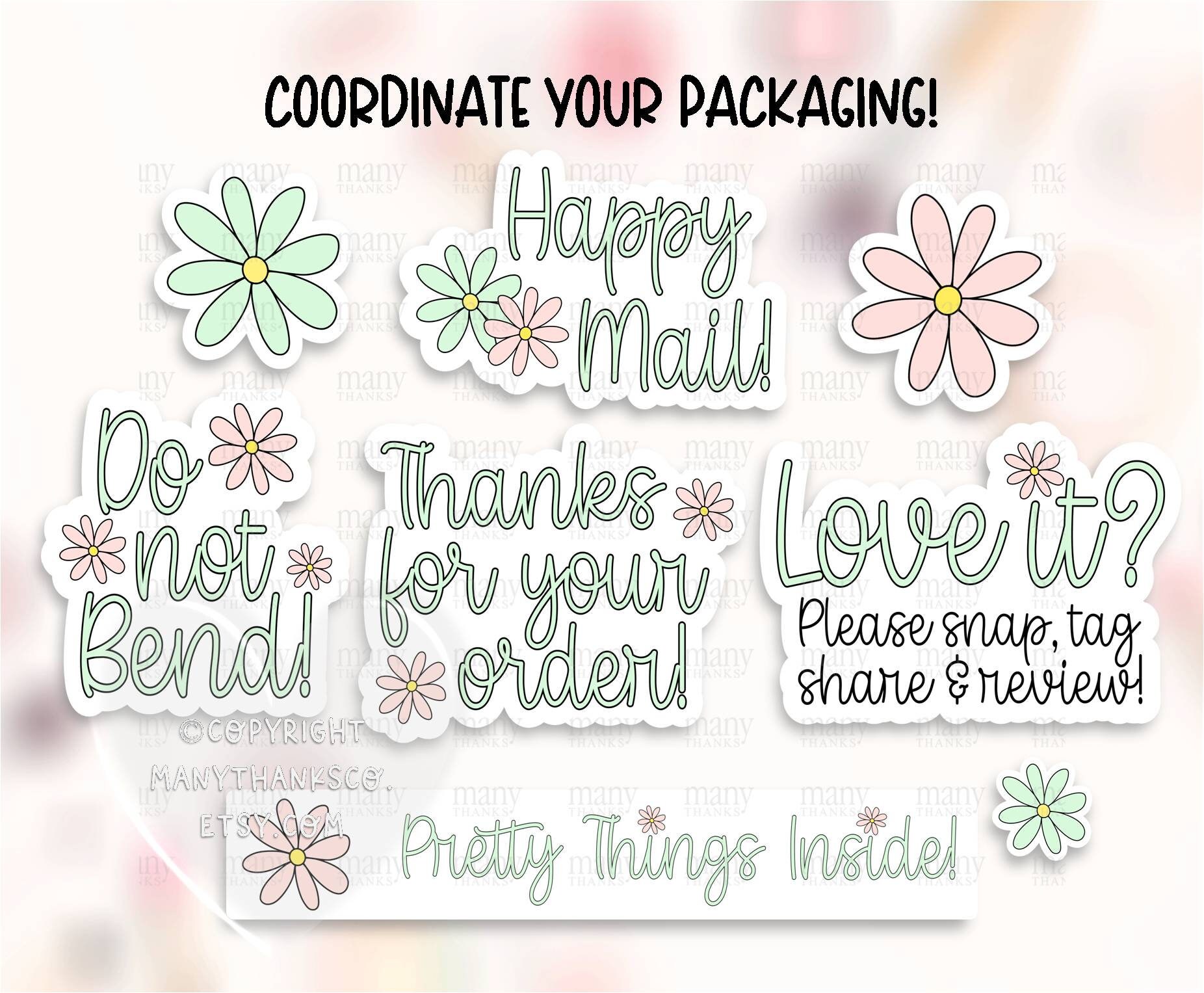Happy Mail Sticker Set PNG Boho Floral Small Business Labels | Etsy