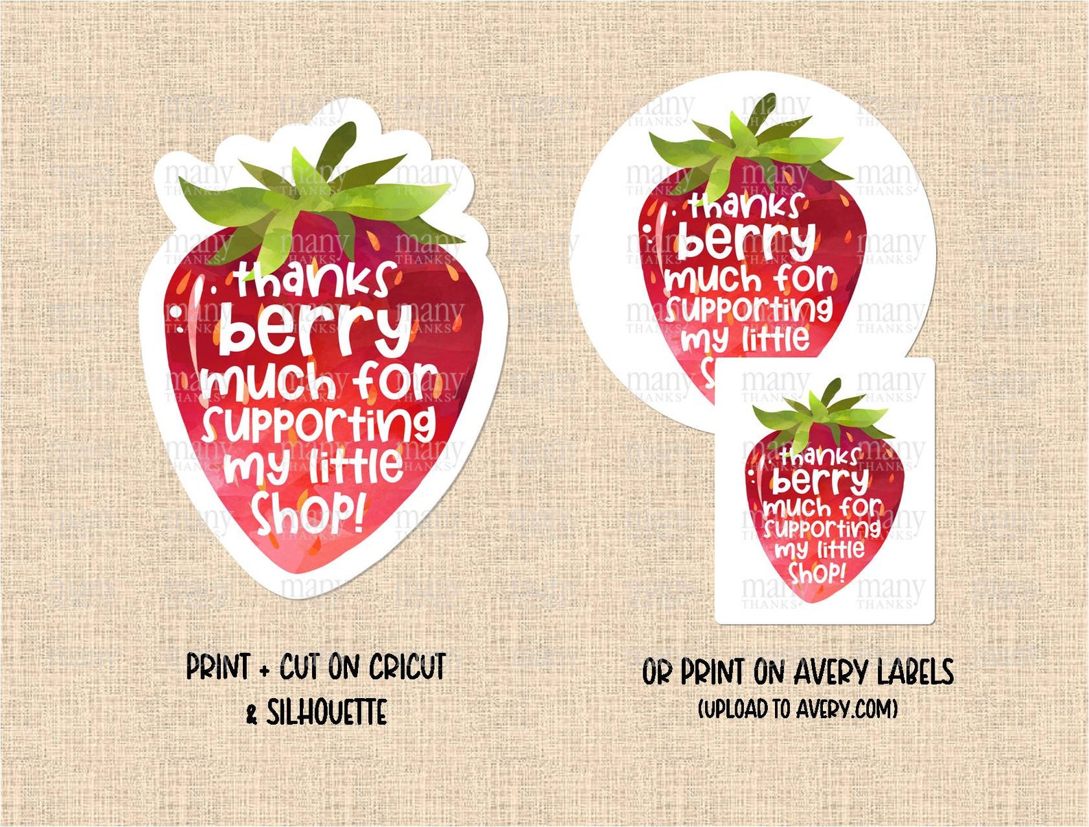 Thanks for Supporting My Little Shop Sticker PNG, Strawberry Pun Small ...