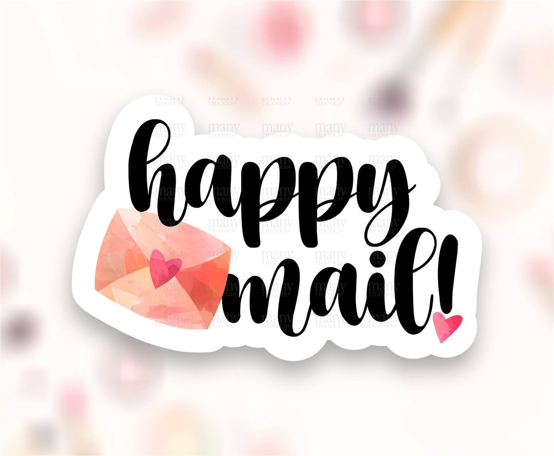 Happy Mail Sticker PNG, Hearts Envelope Small Business Labels, Cute ...