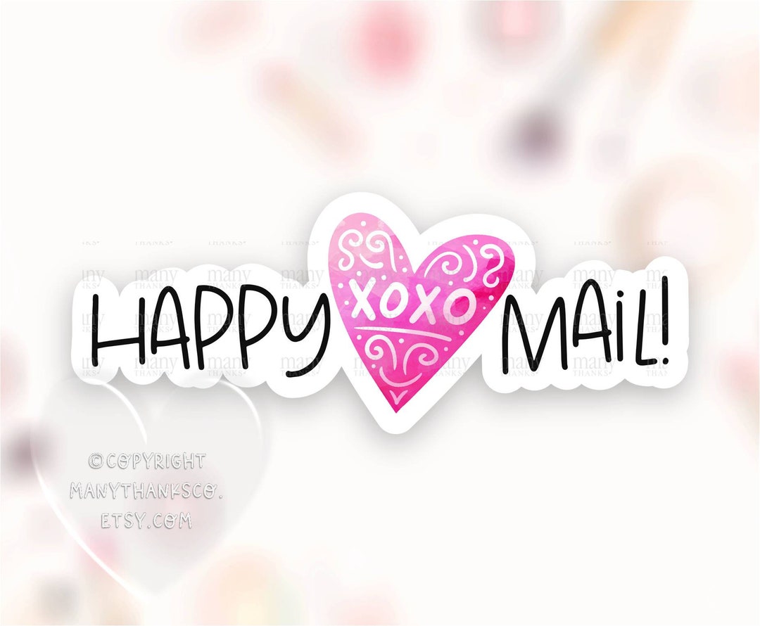 Happy Mail Sticker PNG, XOXO Heart Small Business Shop Package Labels ...