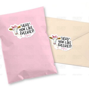 Freebies Sticker PNG, Girl Cow Pun Small Business Thank You Labels ...