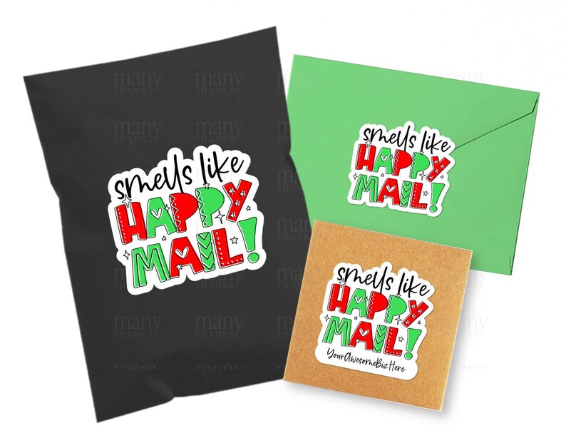 Smells Like Happy Mail Sticker Download PNG Christmas Small - Etsy