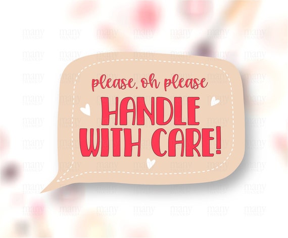 Please Handle With Care Sticker PNG Fragile Don't Bend | Etsy