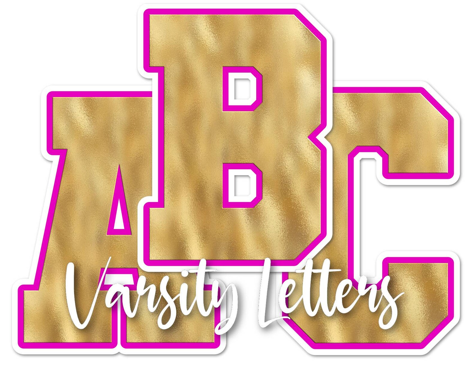 Varsity Letters Numbers Clipart Gold Hot Pink College Sport - Etsy