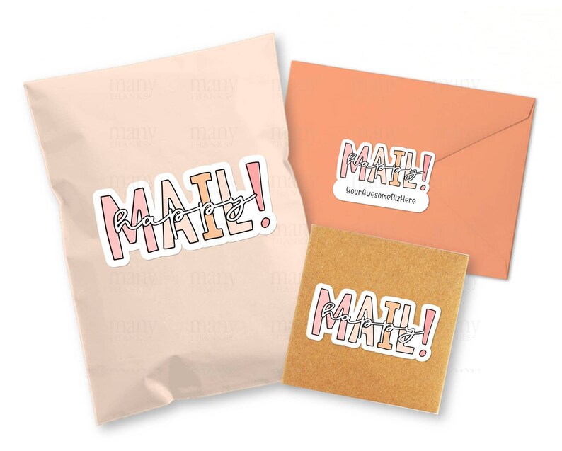 Happy Mail Sticker PNG Boho Script Small Business Thank You - Etsy