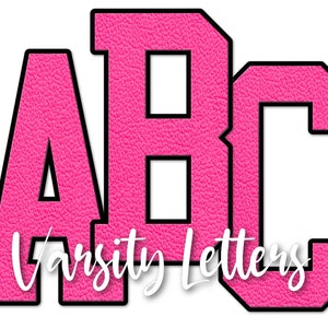 College Letters + Numbers Clipart, Hot Pink Leather Varsity Sports ...