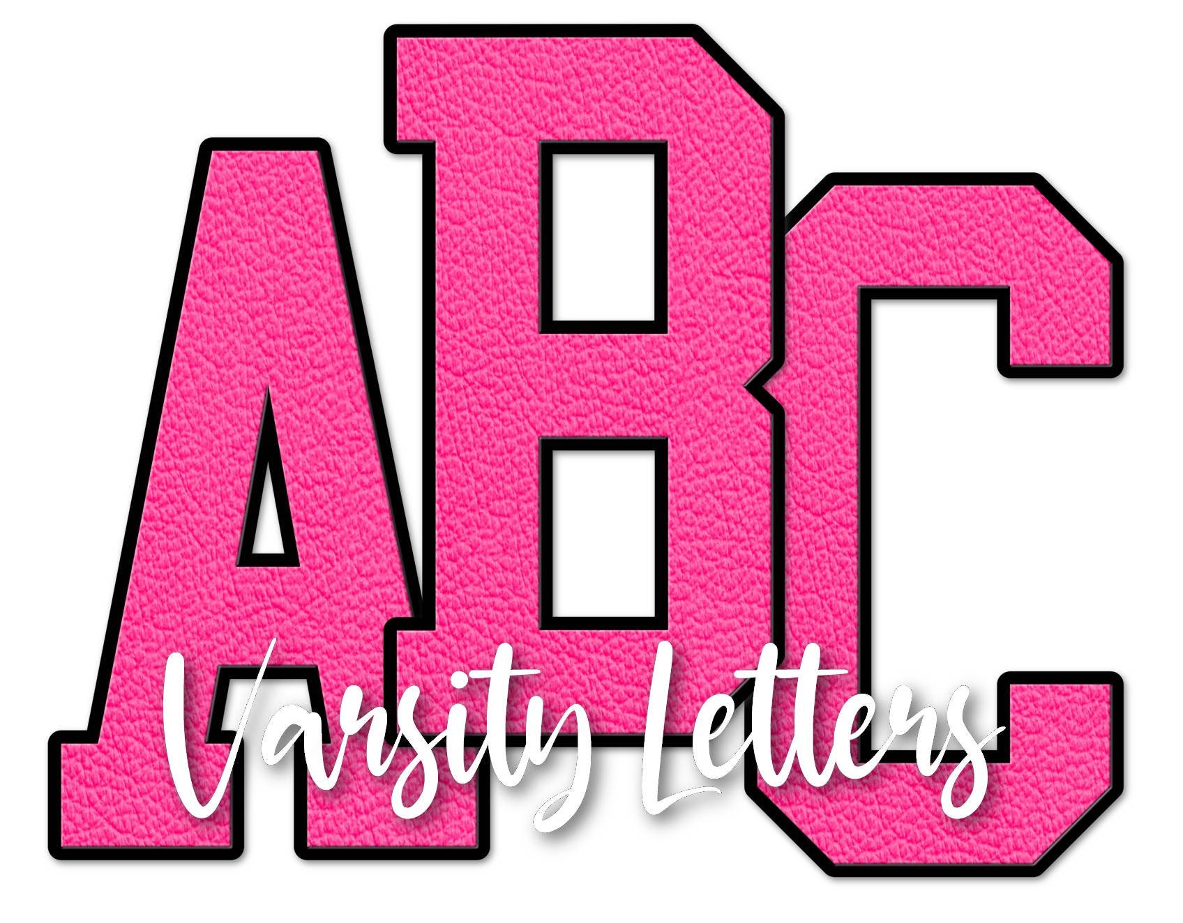 College Letters Numbers Clipart Hot Pink Leather Varsity - Etsy