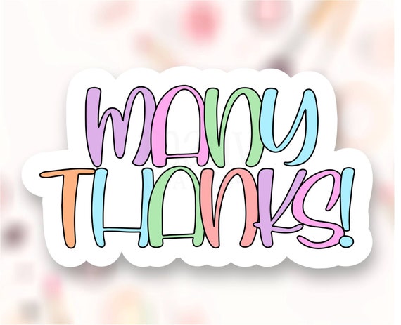 Many Thanks Sticker PNG Multicolorsmall Business Thank You | Etsy Australia