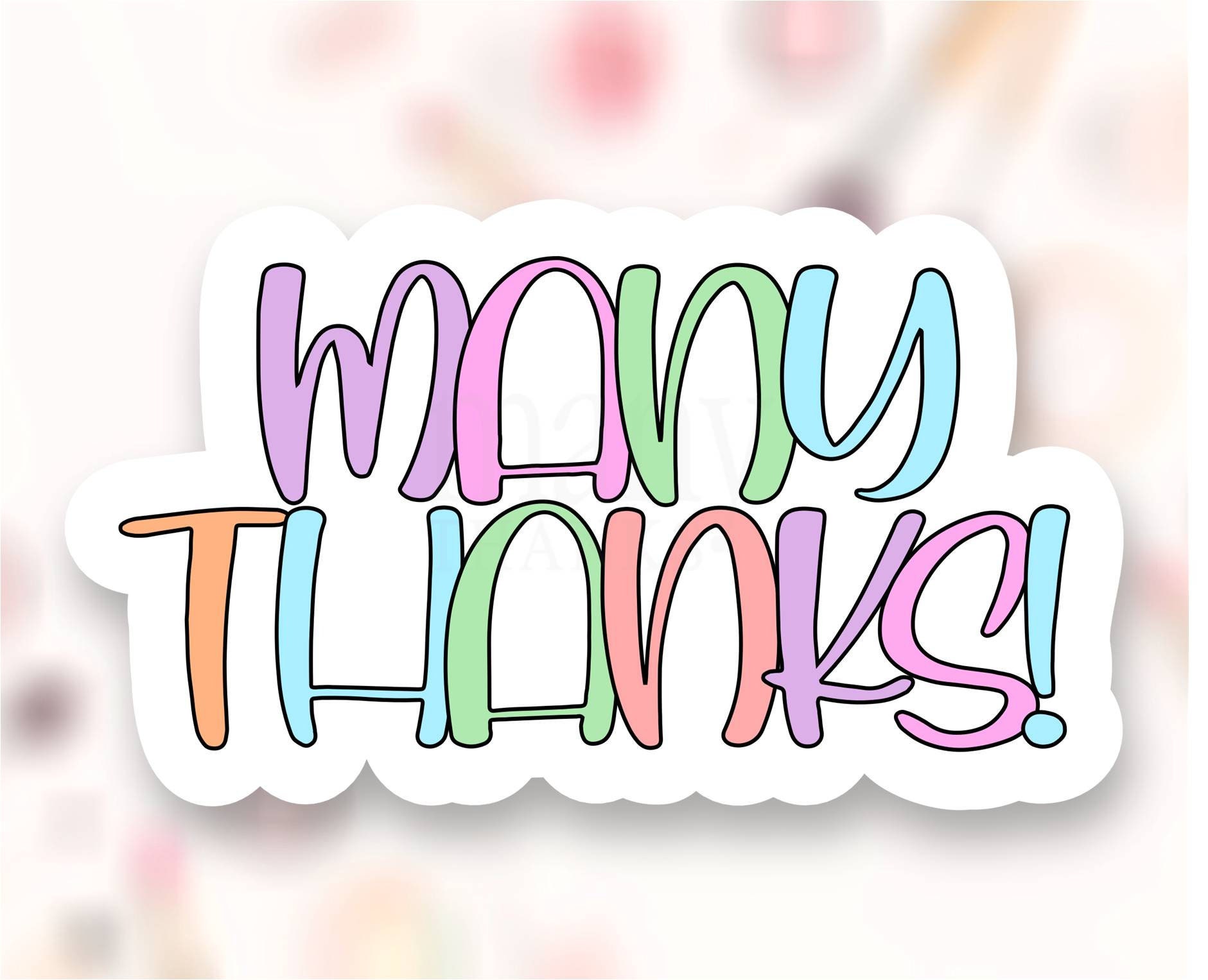 Many Thanks Sticker PNG Multicolorsmall Business Thank You - Etsy Australia